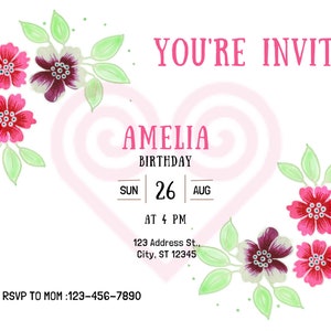 Hmong Birthday Invite, Instant Download, Birthday Invite, Floral Invite ...