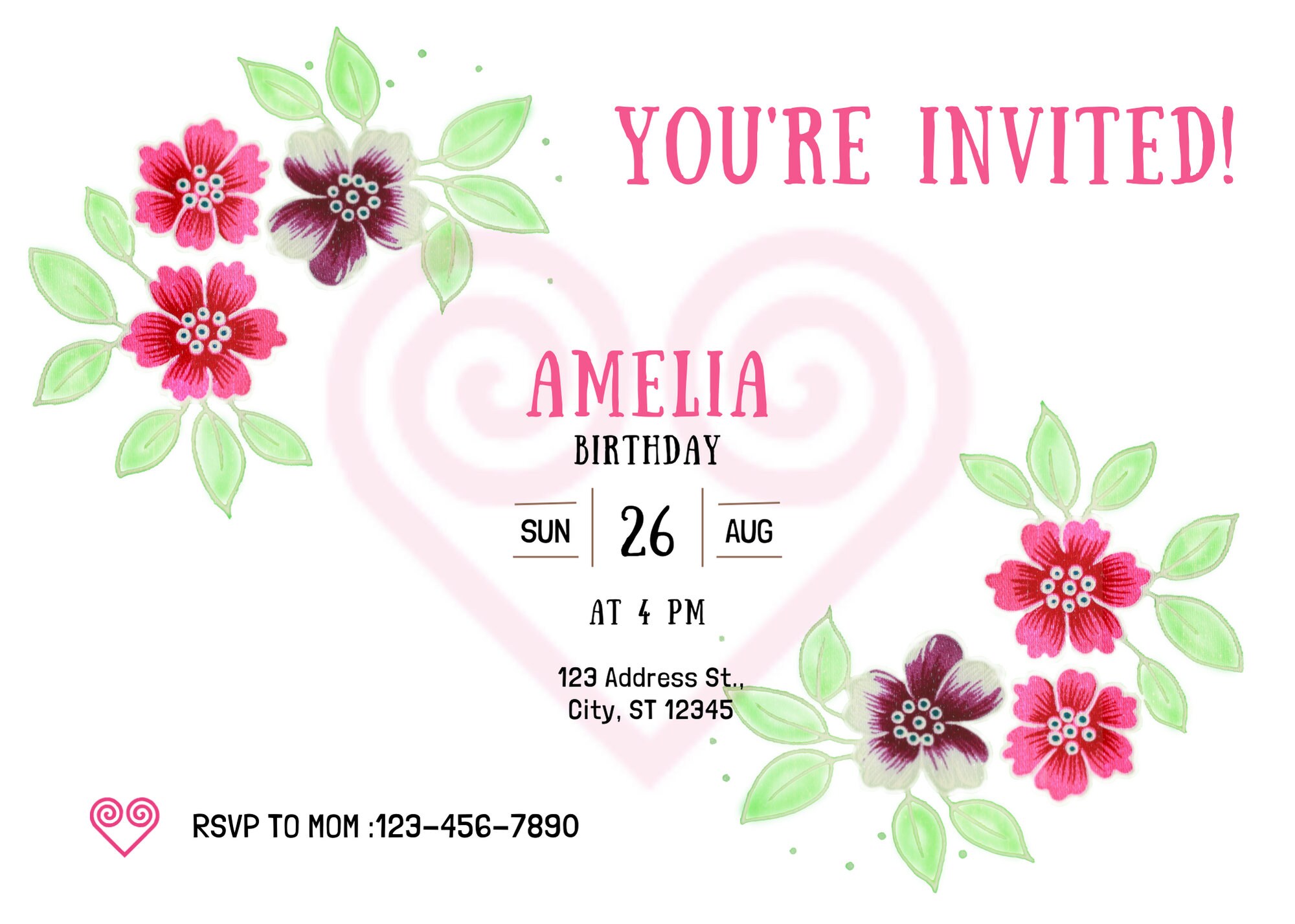 Hmong Birthday Invite, Instant Download, Birthday Invite, Floral Invite ...