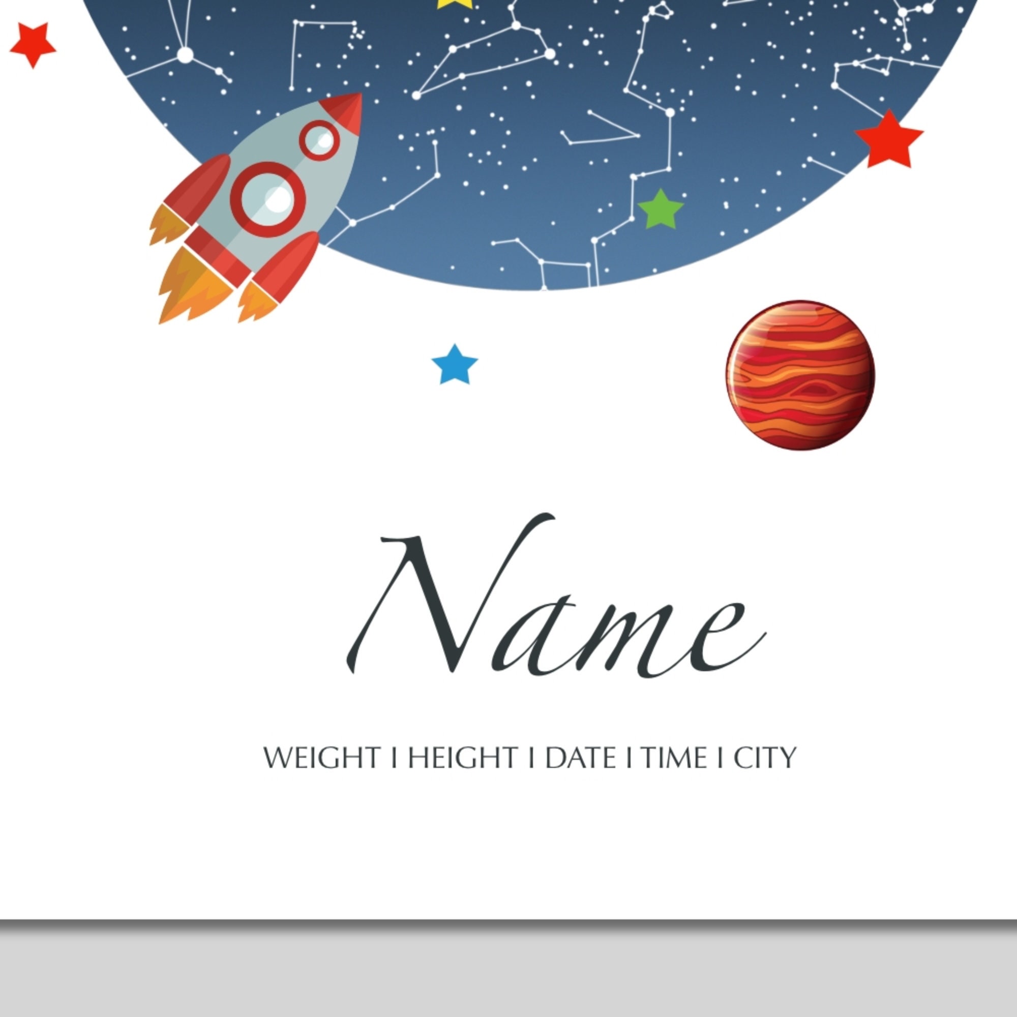 Personalised Baby Poster With Star Map & Birth Metrics - Etsy