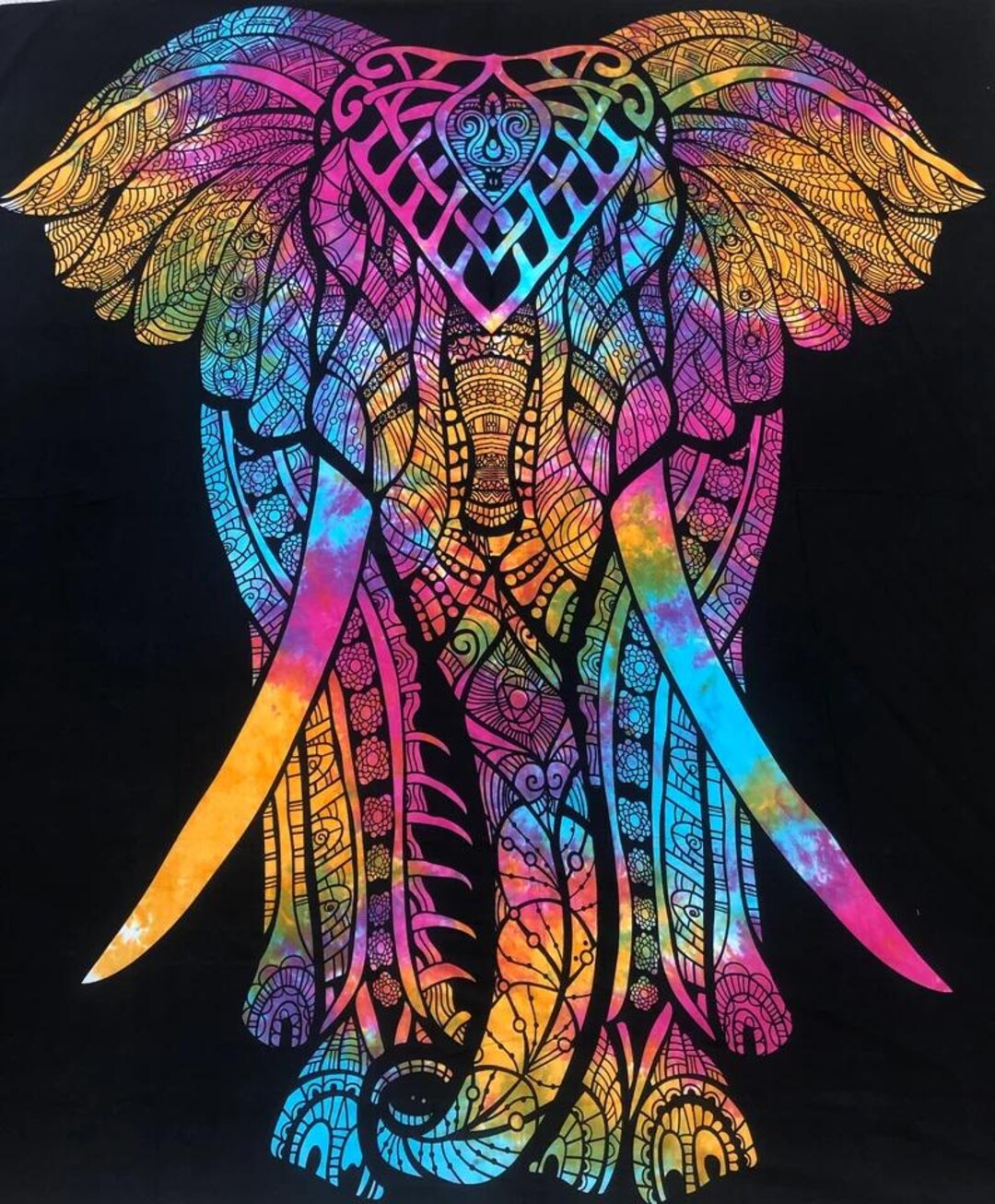 Colourful Tie-dye Elephant Spiritual / Healing Mandala Tapestry ...