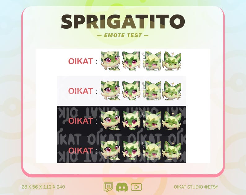 SPRIGATITO Kawaii 4 +1 Emotes Set | Cute Cartoon Anime Twitch, Discord ...