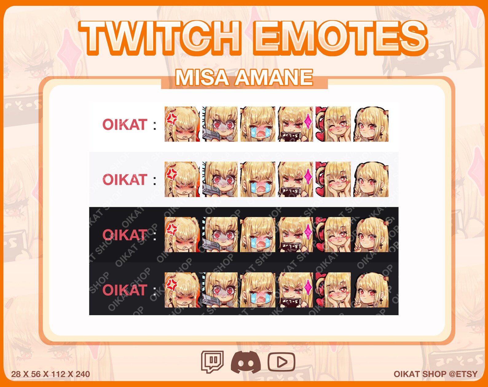 MISA AMANE Death Note Emotes Set Twitch Youtube Discord - Etsy Hong Kong