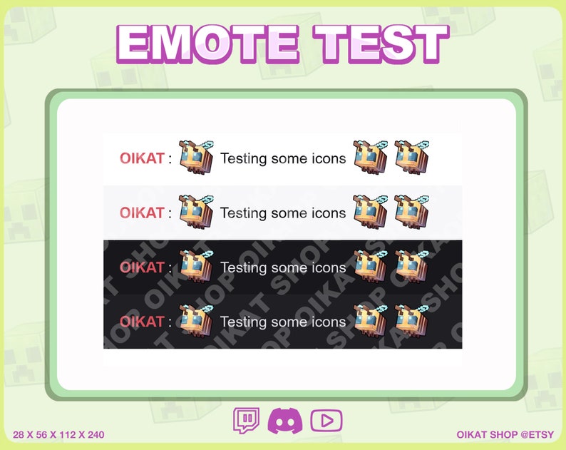 MINECRAFT Emote Bee Cute & Kawaii Emote | Twitch, Youtube, Discord - Etsy