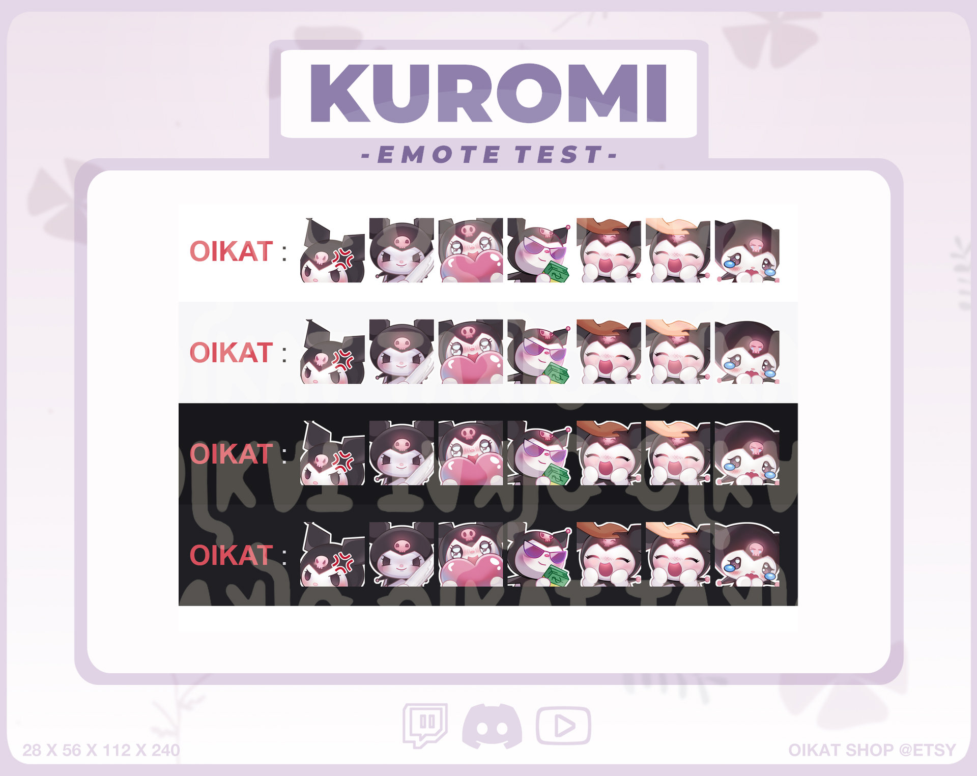 KURO Emotes Pack | Twitch, Discord, Youtube, Streaming (instant ...