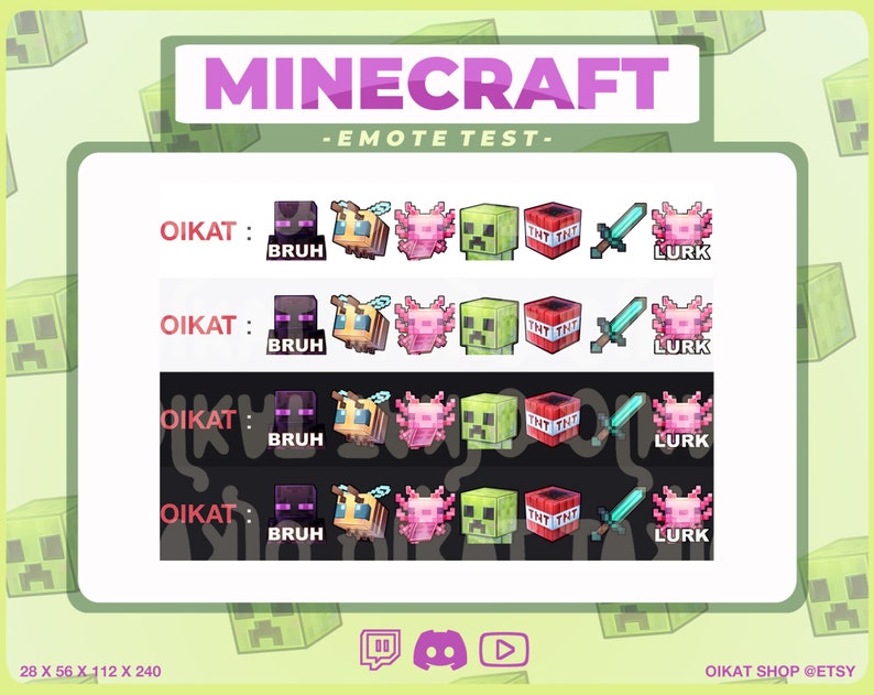 MINECRAFT Emotes Pack | Twitch, Discord, Youtube, Streaming (instant ...