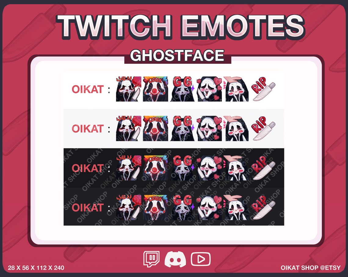 GHOSTFACE Scream Emotes Set Twitch Youtube Discord - Etsy UK