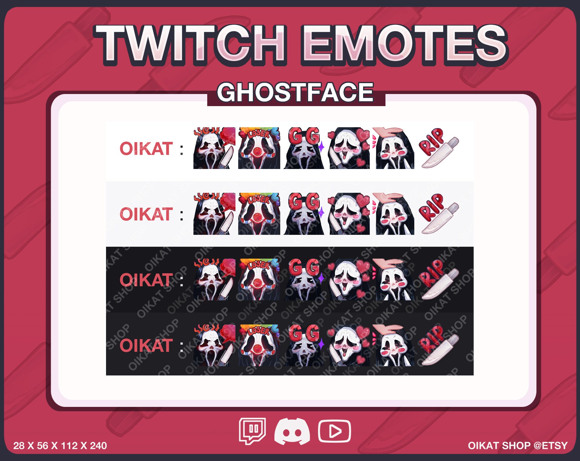 GHOSTFACE Scream Emotes Set Twitch Youtube Discord - Etsy