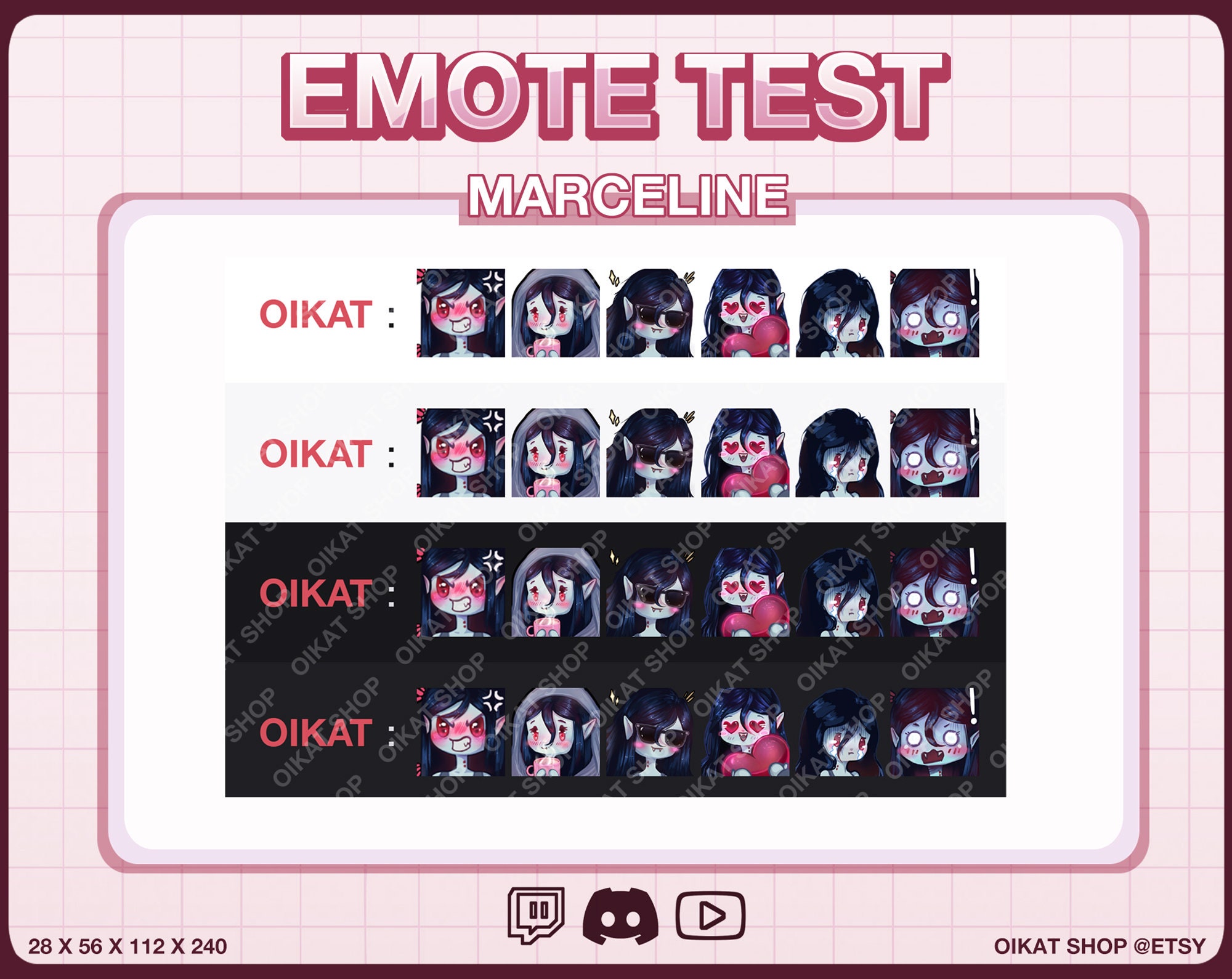 MARCELINE Adventure Time Emotes Set Twitch Youtube Discord - Etsy