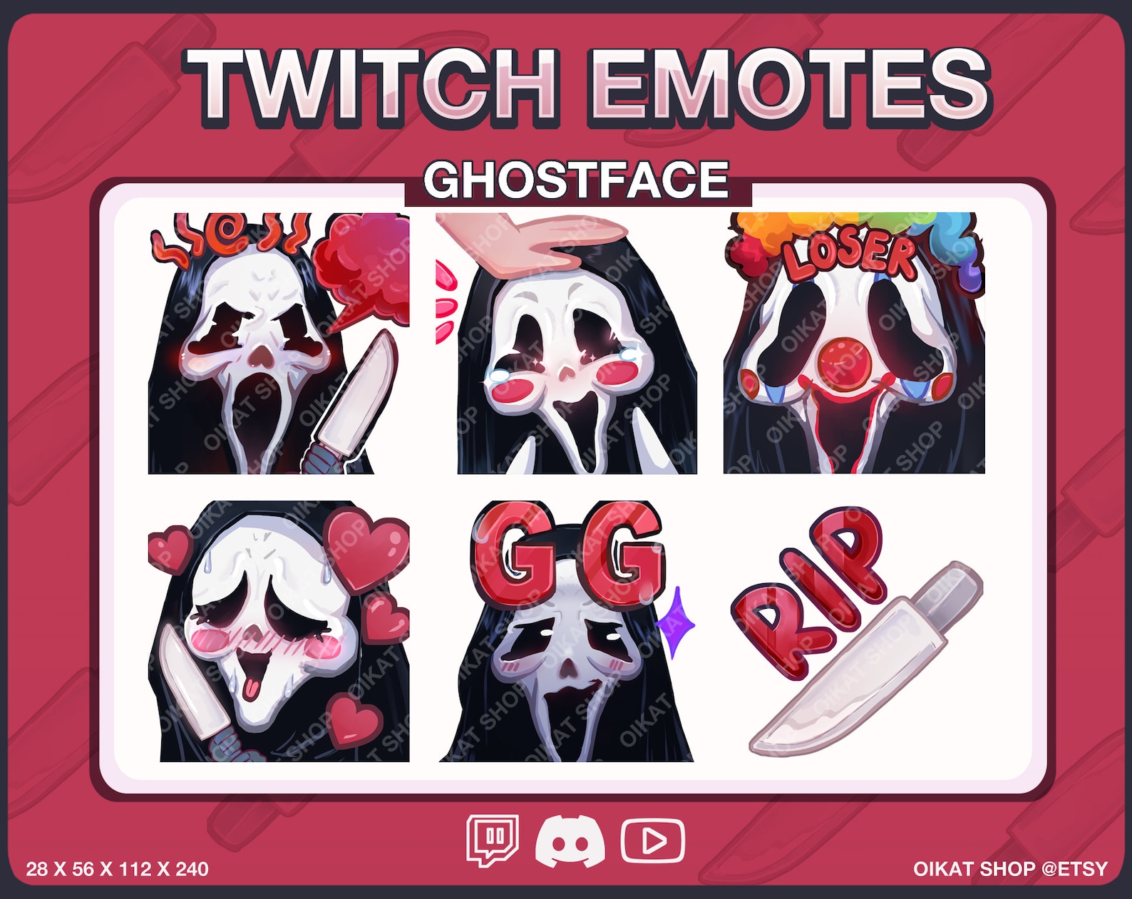 GHOSTFACE Scream Emotes Set Twitch Youtube Discord - Etsy UK