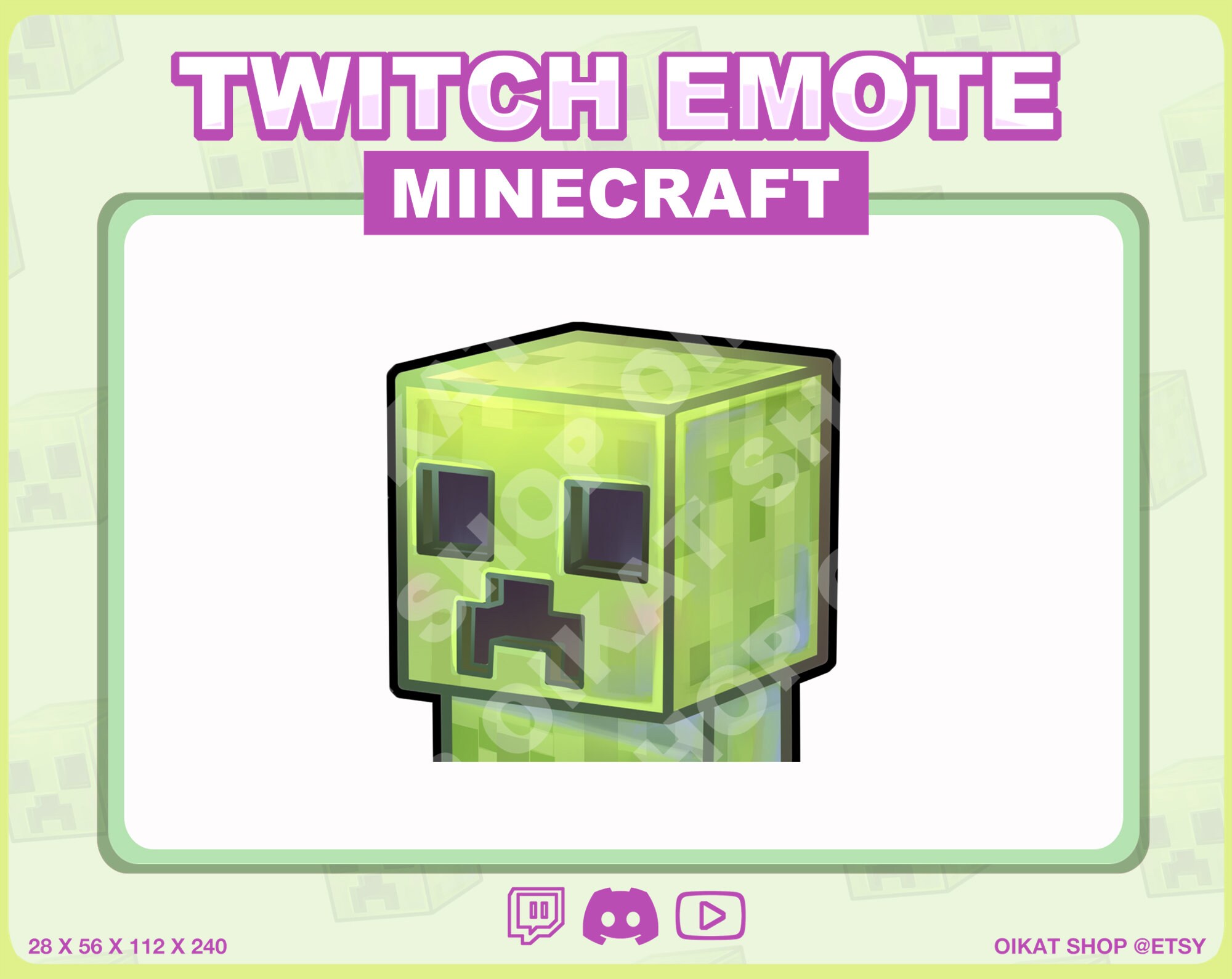 MINECRAFT Emote creeper Cute & Kawaii Twitch Youtube - Etsy
