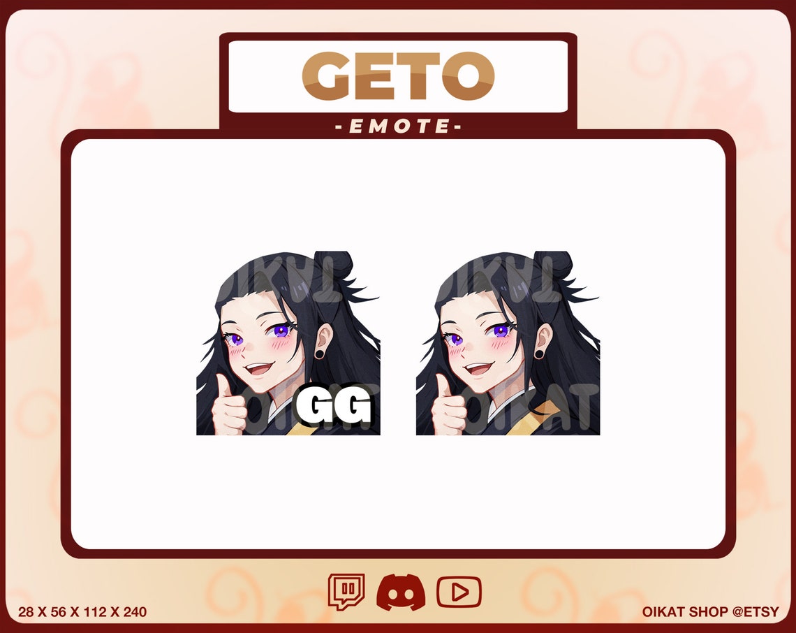 GETO SUGURU Cute & Kawaii 6 + 4 Emotes Set | Twitch, Youtube, Discord ...