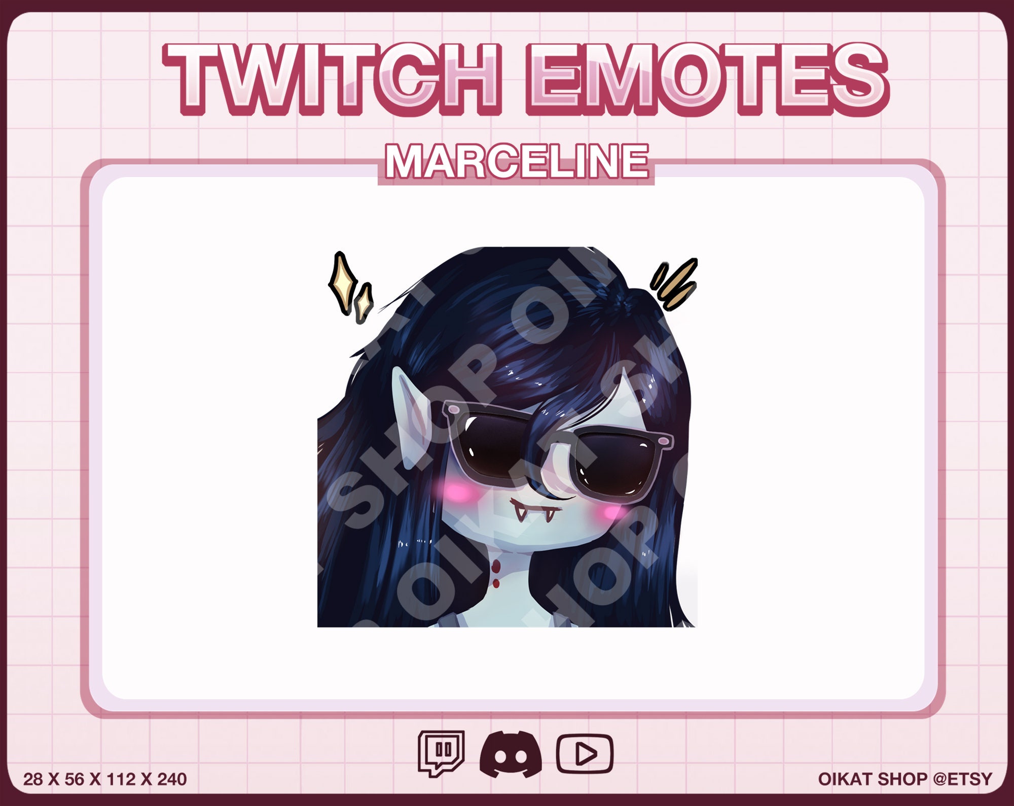 MARCELINE Adventure Time Emotes Set Twitch, Youtube, Discord - Etsy
