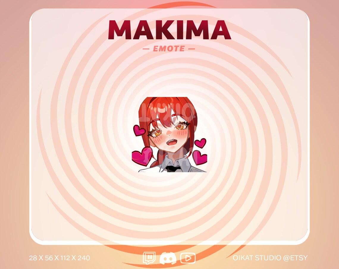MAKIMA Cute & Kawaii 6 + 1 Emotes Set | Twitch, Youtube, Discord | CSM ...