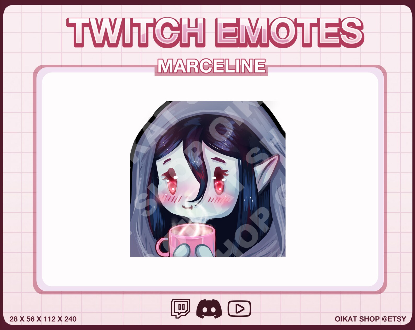 MARCELINE Adventure Time Emotes Set Twitch Youtube Discord - Etsy