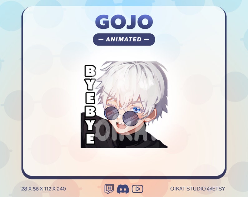 GOJO SATORU Animated Emote Cute & Kawaii Bye Bye Emote Twitch, Youtube ...