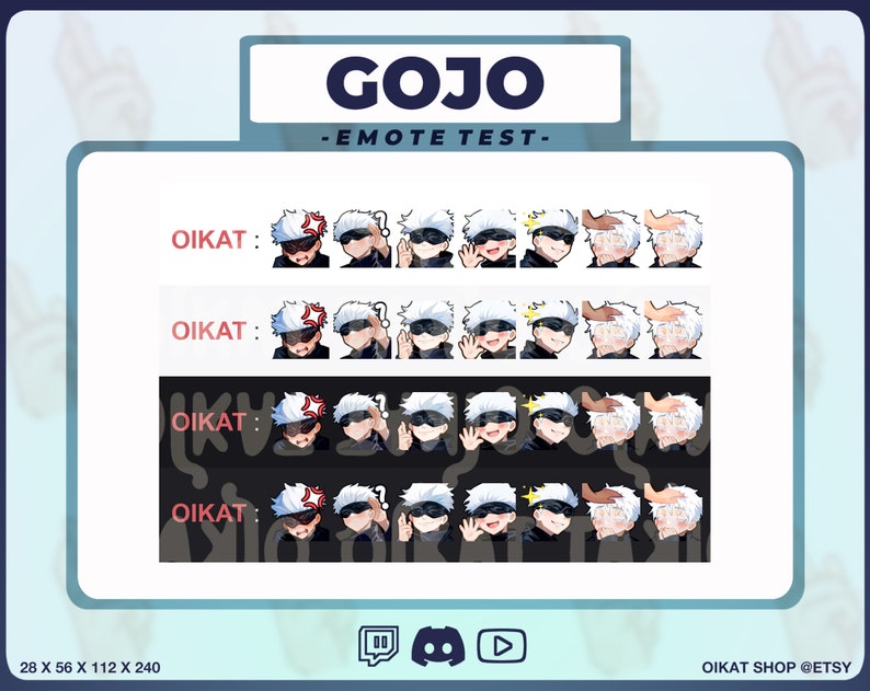 GOJO SATORU Cute & Kawaii 6 + 1 Emotes Set | Twitch, Youtube, Discord ...