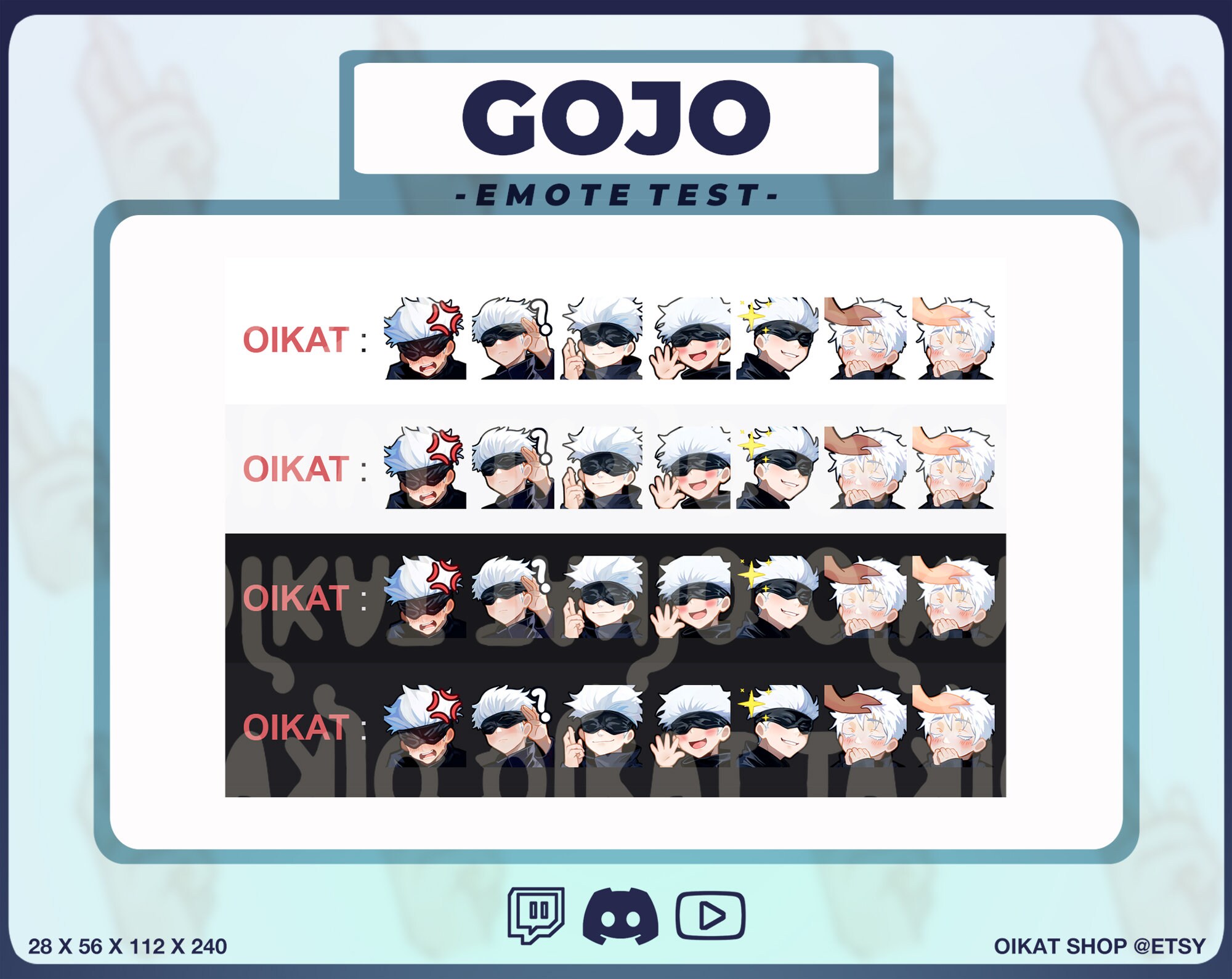 GOJO SATORU Cute & Kawaii 6 + 1 Emotes Set | Twitch, Youtube, Discord ...