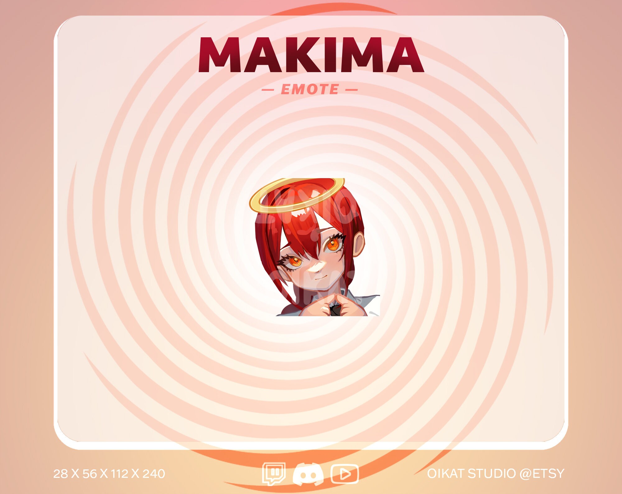 MAKIMA Cute & Kawaii 6 + 1 Emotes Set | Twitch, Youtube, Discord | CSM ...