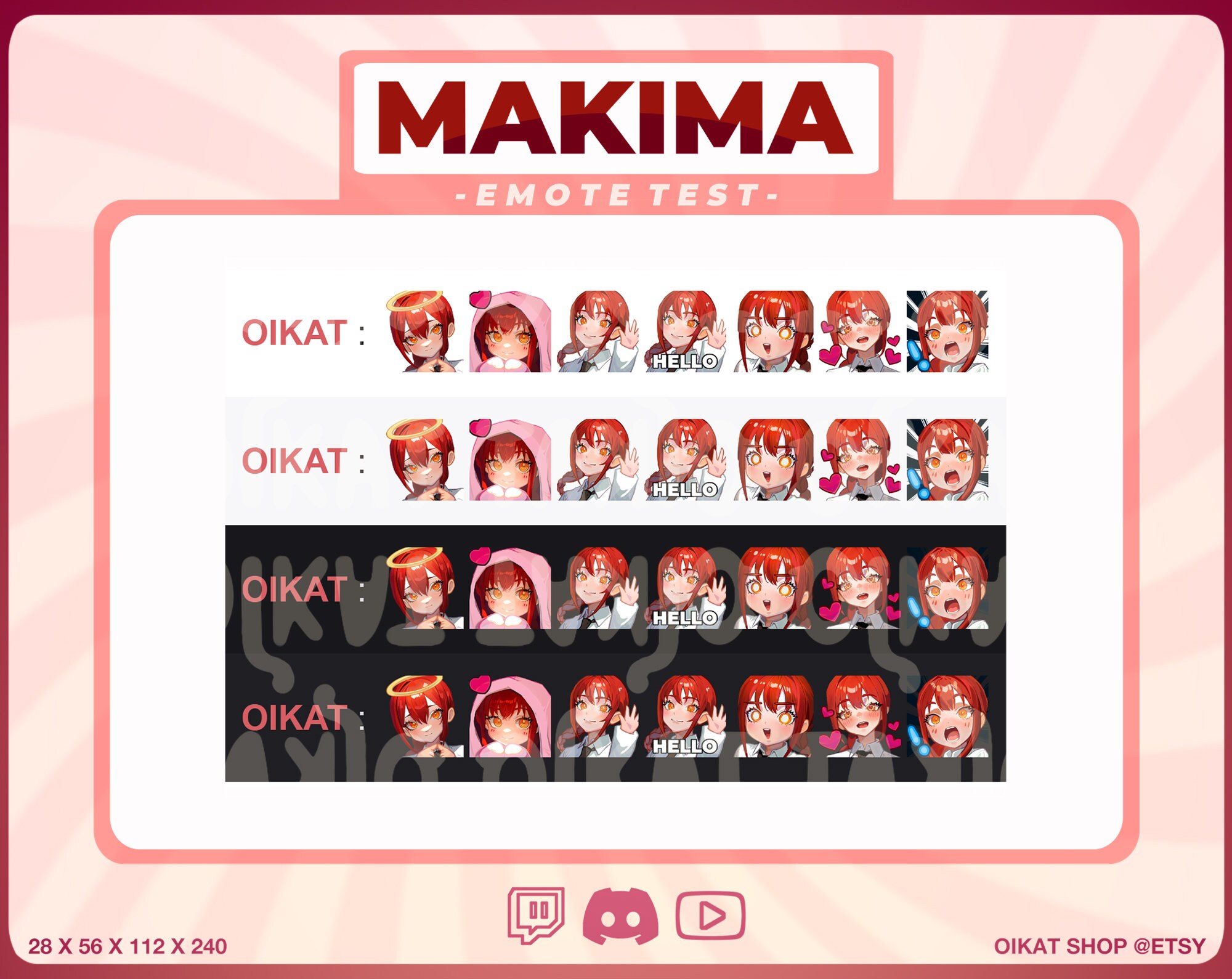 MAKIMA Cute & Kawaii 6 1 Emotes Set Twitch, Youtube, Discord CSM - Etsy