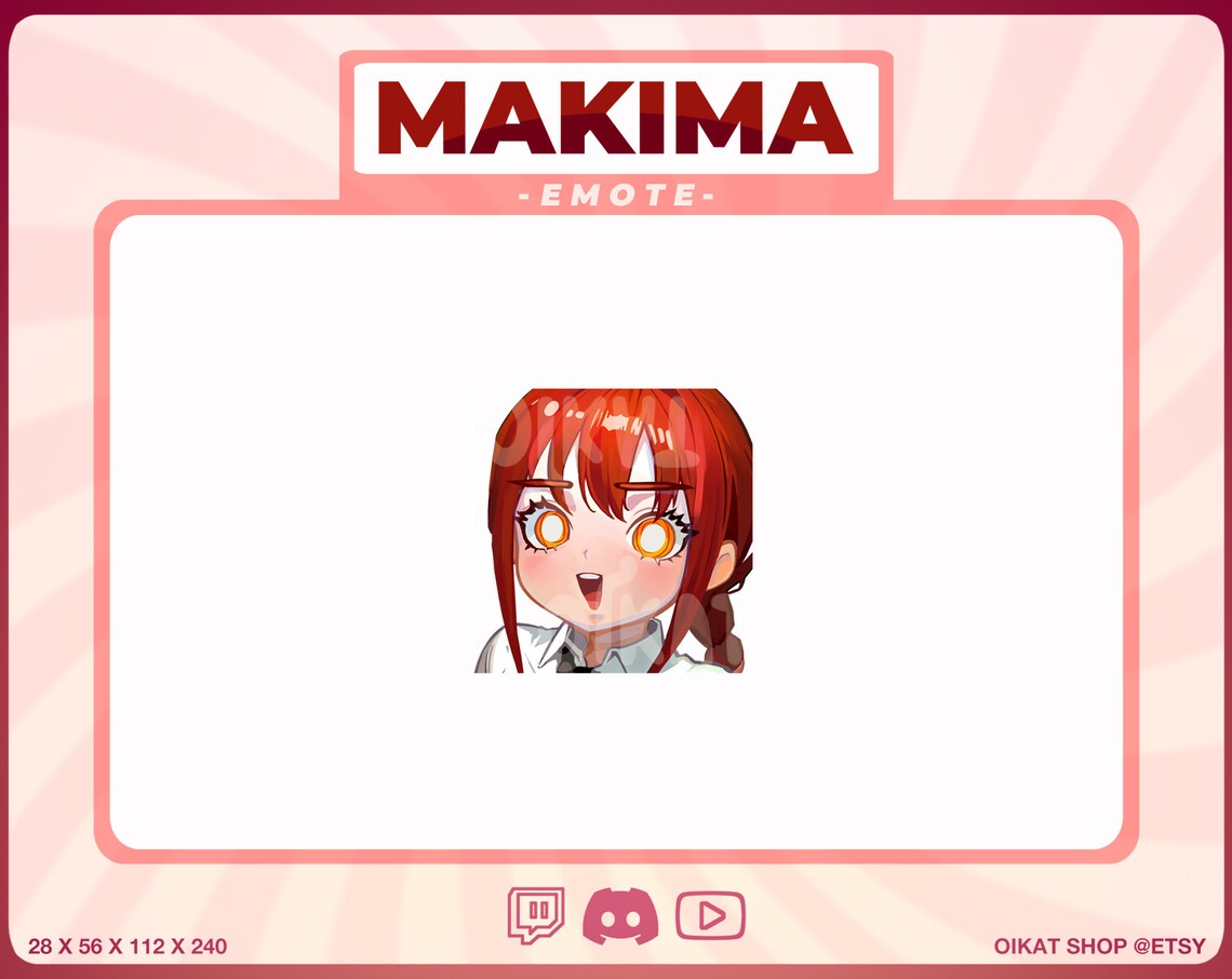 MAKIMA Cute & Kawaii 6 1 Emotes Set Twitch, Youtube, Discord CSM - Etsy