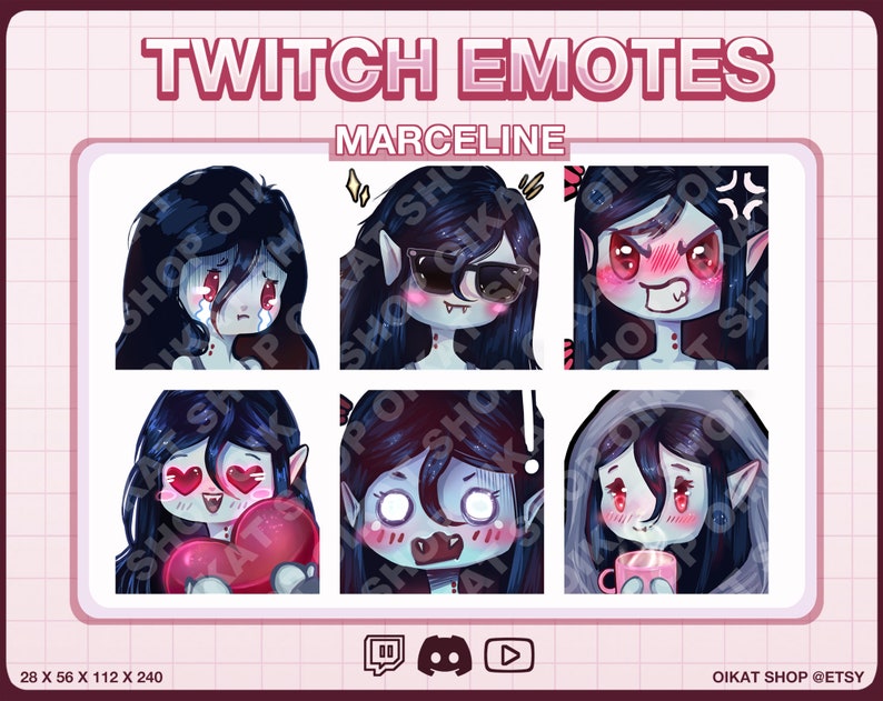 MARCELINE Adventure Time Emotes Set Twitch, Youtube, Discord - Etsy