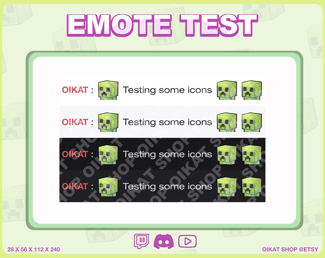 MINECRAFT Emote creeper Cute & Kawaii Twitch, Youtube, Discord - Etsy