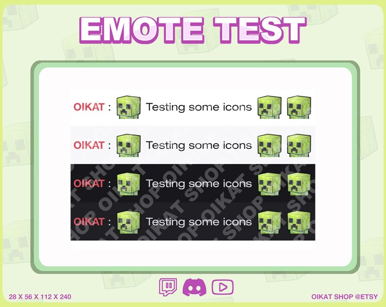 MINECRAFT Emote Creeper Lindo y Kawaii / Twitch, Youtube, Discord ...