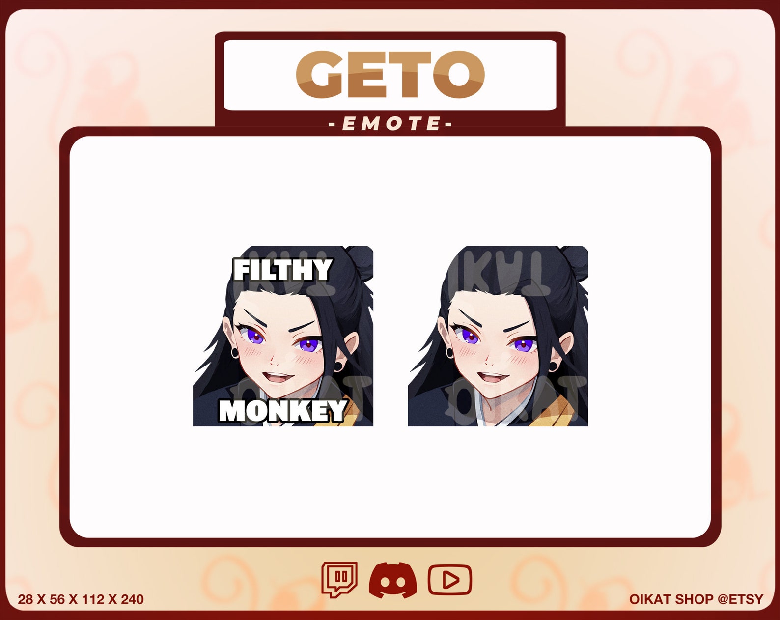 GETO SUGURU Cute & Kawaii 6 + 4 Emotes Set | Twitch, Youtube, Discord ...