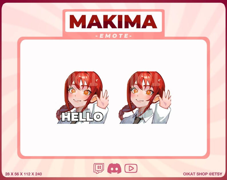 MAKIMA Cute & Kawaii 6 1 Emotes Set Twitch, Youtube, Discord CSM - Etsy