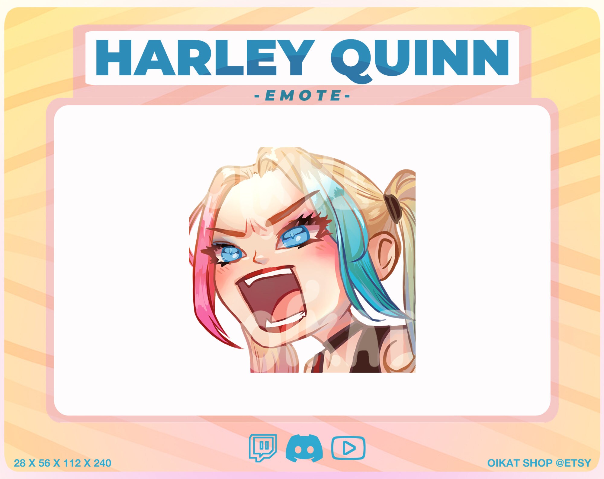 HARLEY QUINN Cute & Kawaii 6 Emotes Set Twitch, Youtube, Discord - Etsy