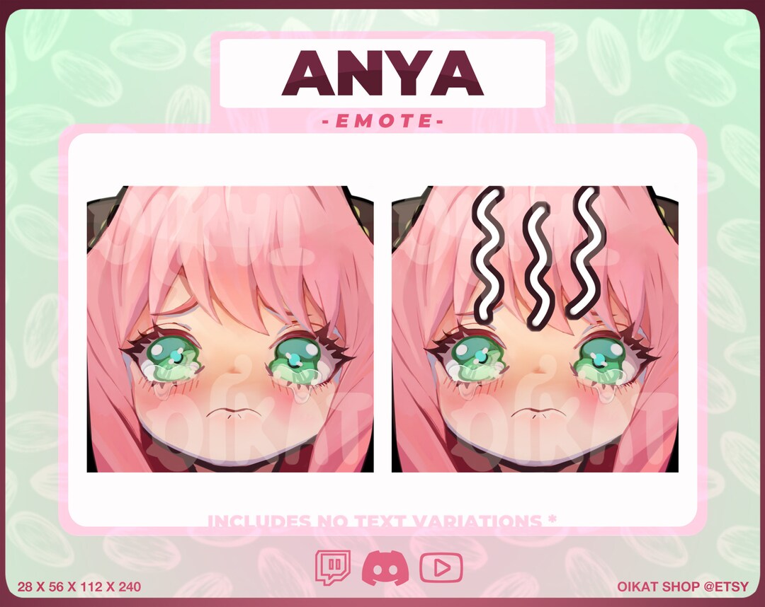 ANYA Cute & Kawaii Sad Emote Twitch, Youtube, Discord - Etsy
