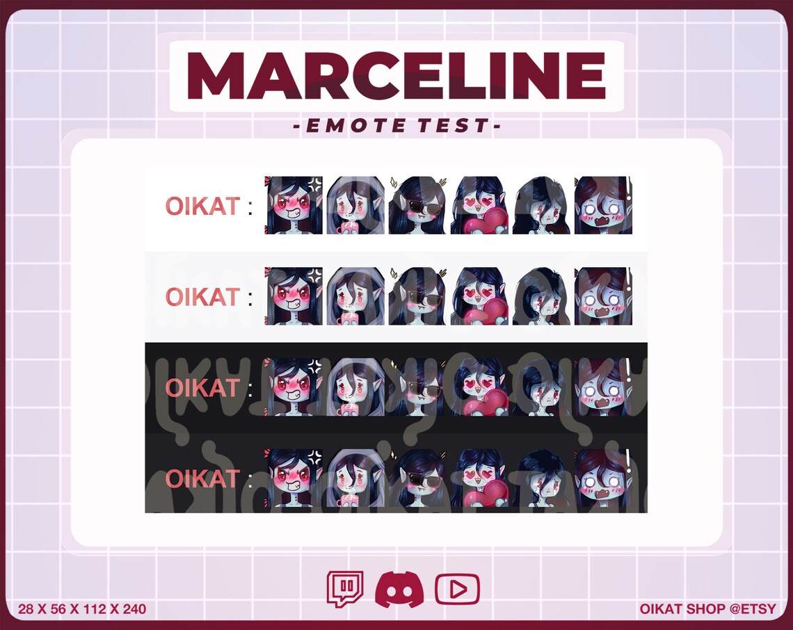 MARCELINE Adventure Time Emotes Set Twitch, Youtube, Discord - Etsy