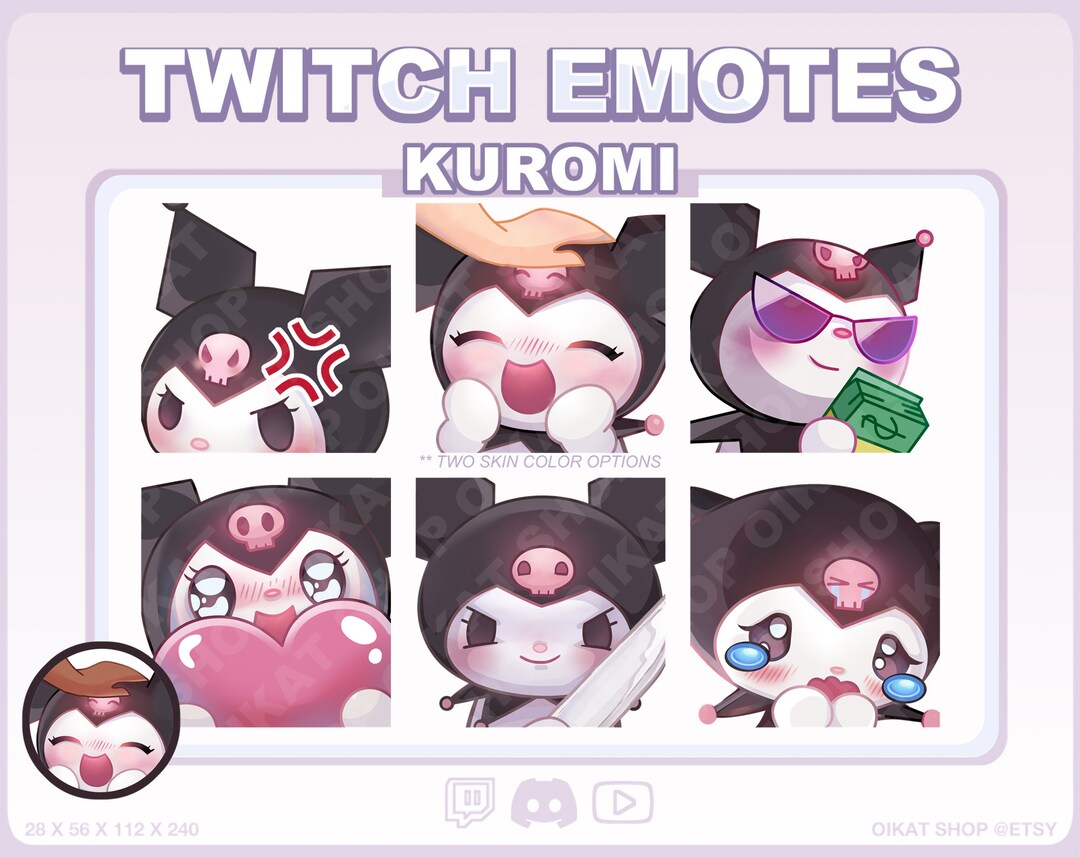 KURO Cute & Kawaii 7 Emotes Set Twitch, Youtube, Discord - Etsy.de