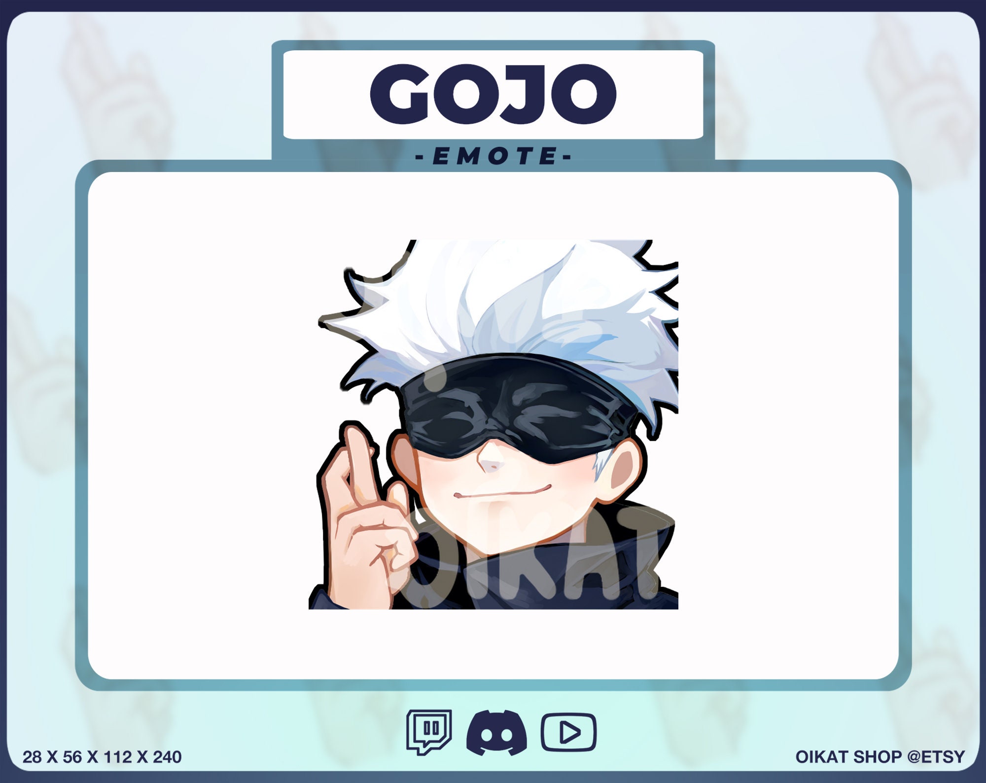 GOJO SATORU Cute & Kawaii 6 + 1 Emotes Set | Twitch, Youtube, Discord ...