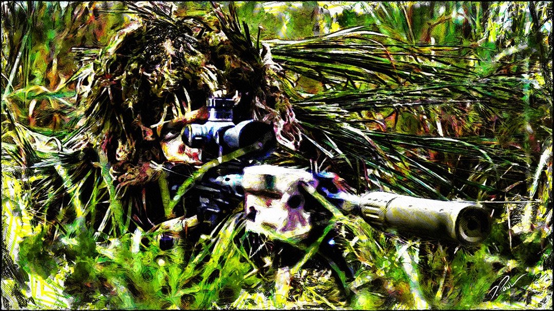 Army Sniper Print, Army Ranger Art, Military Sniper Painting, Special ...