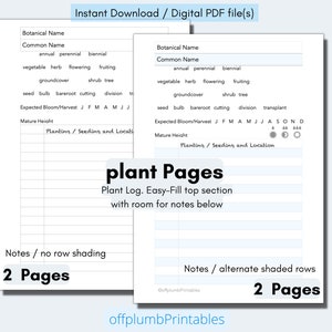 Printable Bundle GARDEN Plant Log Journal Insert Plant - Etsy