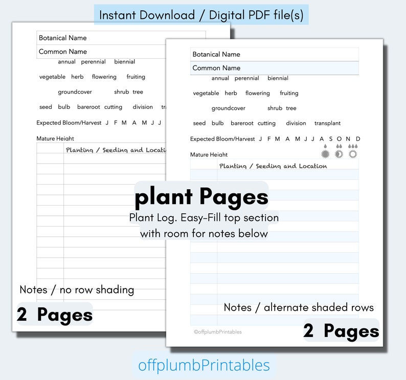 Printable Bundle GARDEN Plant Log Journal Insert Plant - Etsy