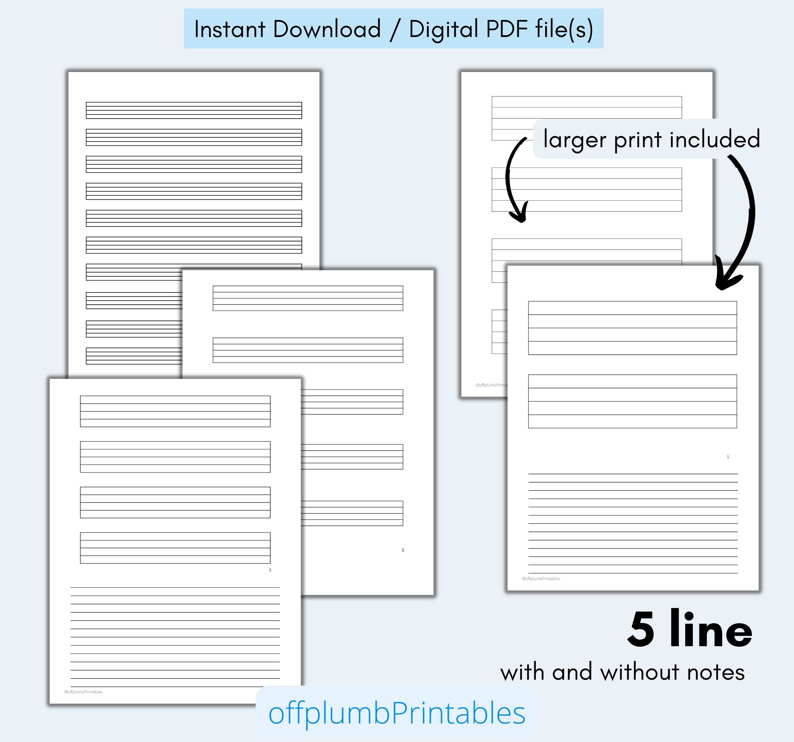 Blank Sheet Music Printable Bundle RHYTHM Grids 4 & 6 String / Frets ...