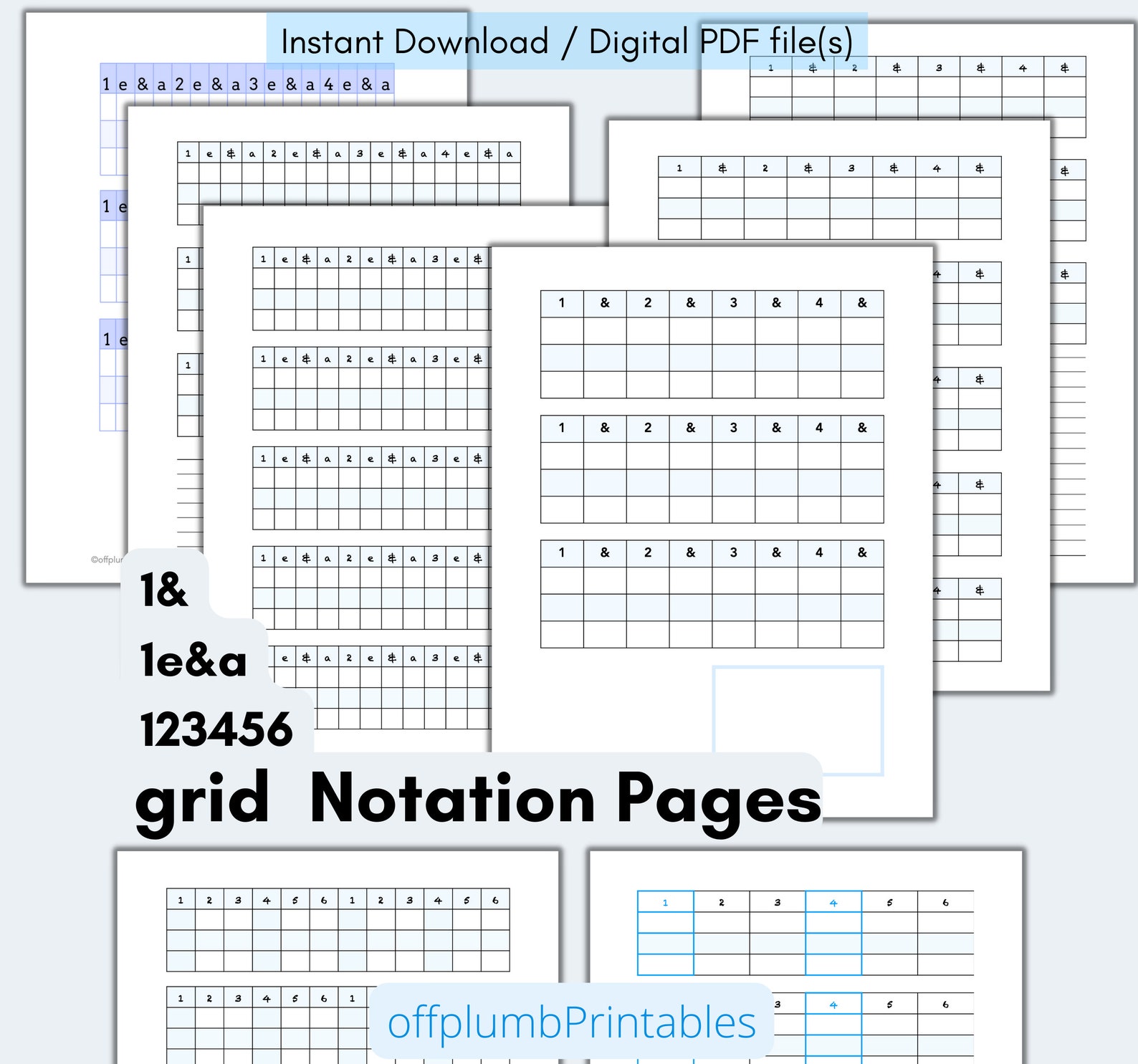 Blank Sheet Music Printable Bundle RHYTHM Grids 4 & 6 String / Frets ...