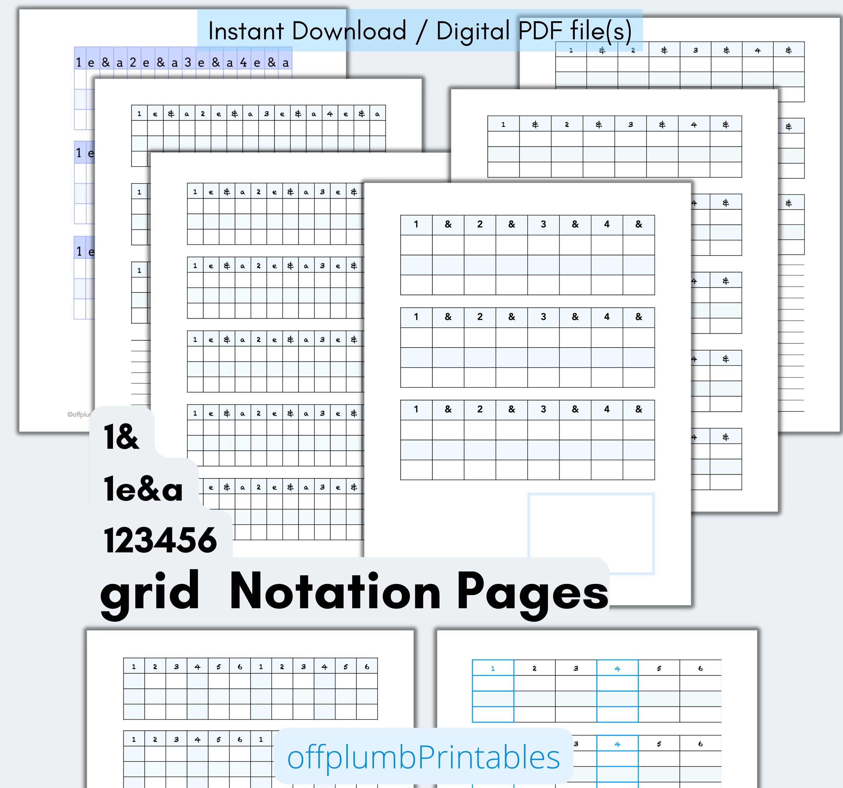 Blank Sheet Music Printable Bundle RHYTHM Grids 4 & 6 String / Frets ...