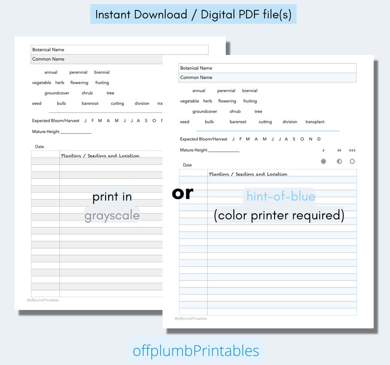 Printable Bundle GARDEN Plant Log Journal Insert Plant - Etsy