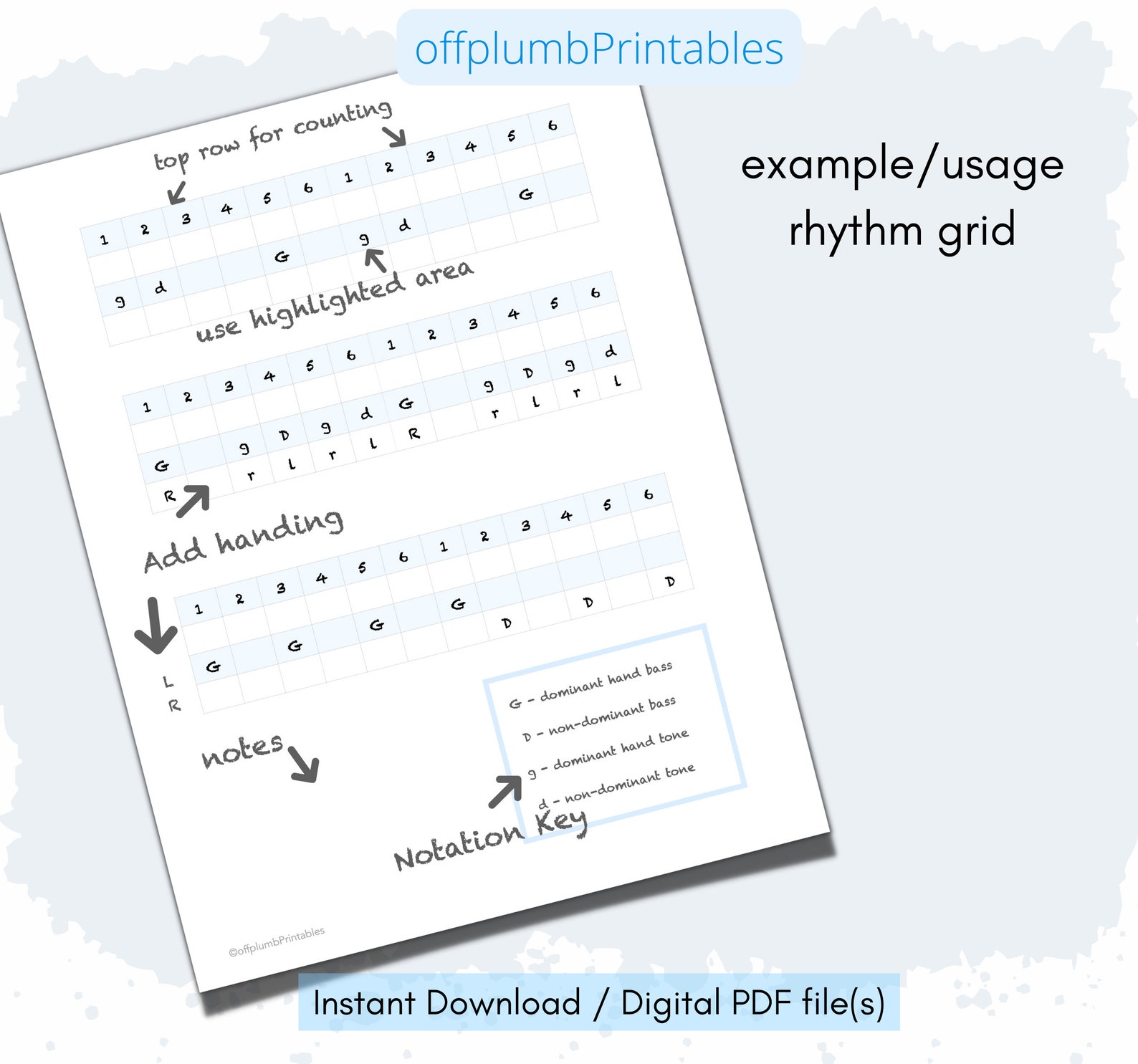 Blank Sheet Music Printable Bundle RHYTHM Grids 4 & 6 String / Frets ...