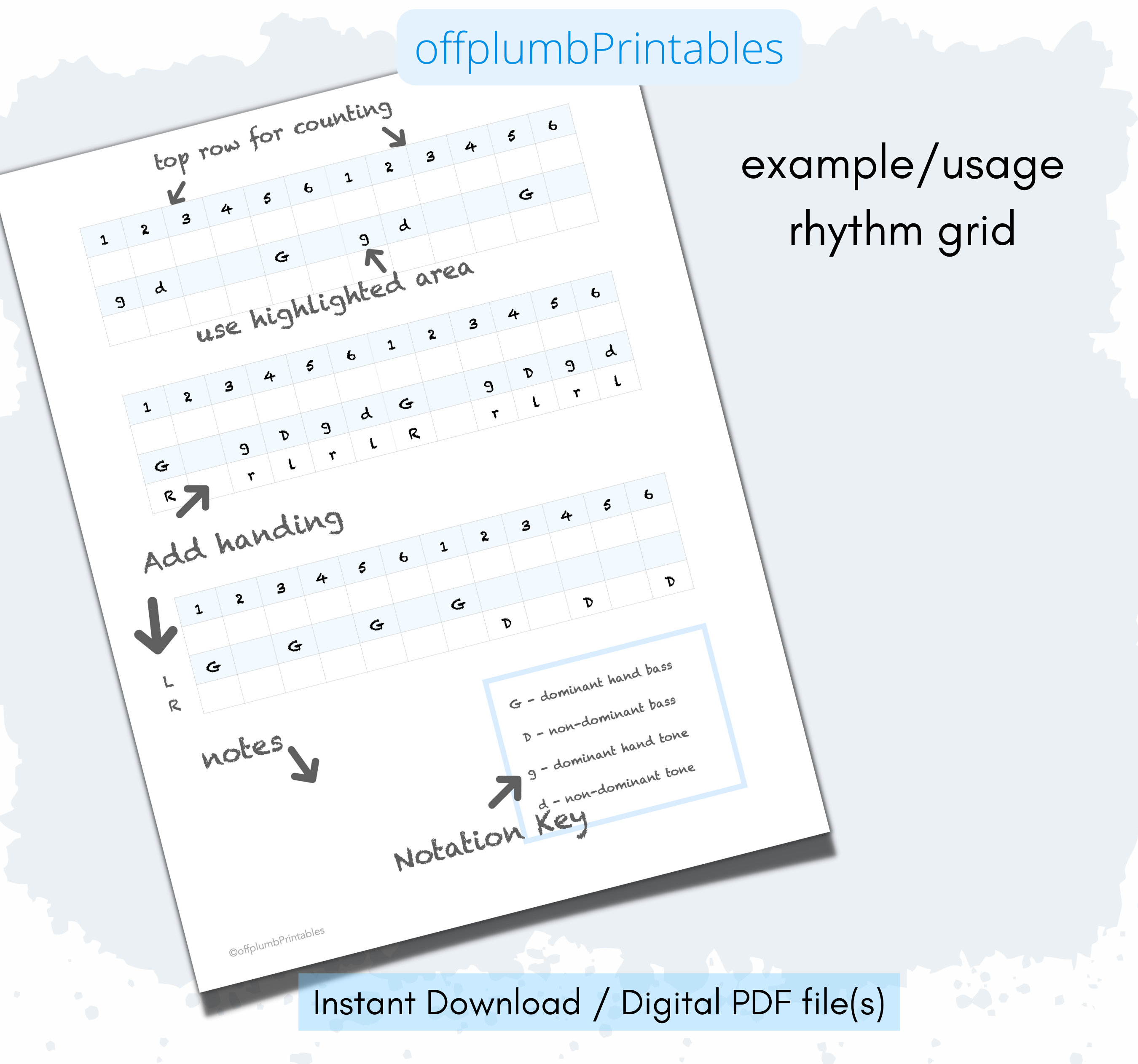 Blank Sheet Music Printable Bundle RHYTHM Grids 4 & 6 String / Frets ...