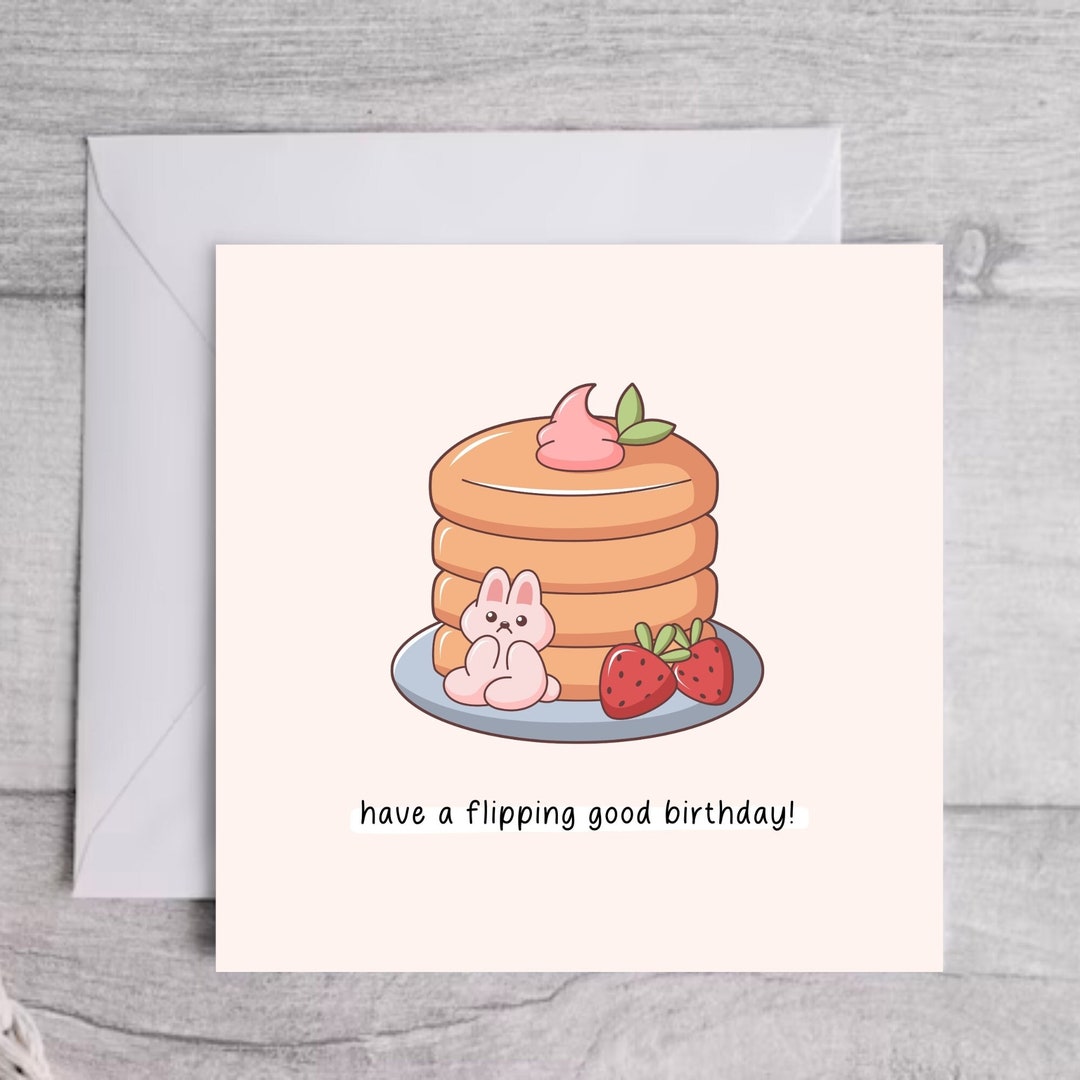 Pancake Birthday Card Best Friend Birthday Card, Kawaii Birthday Card ...