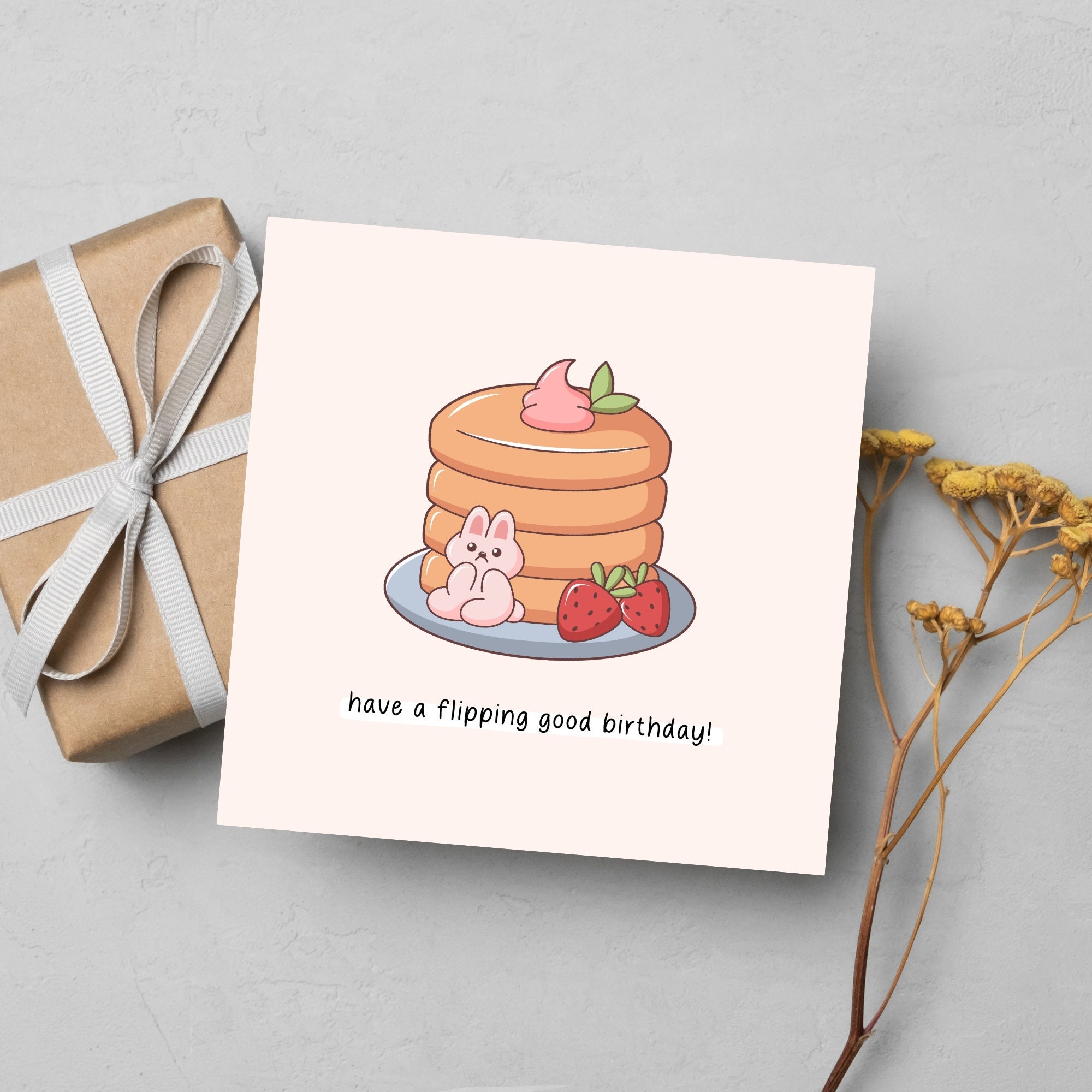 Pancake Birthday Card Best Friend Birthday Card, Kawaii Birthday Card ...