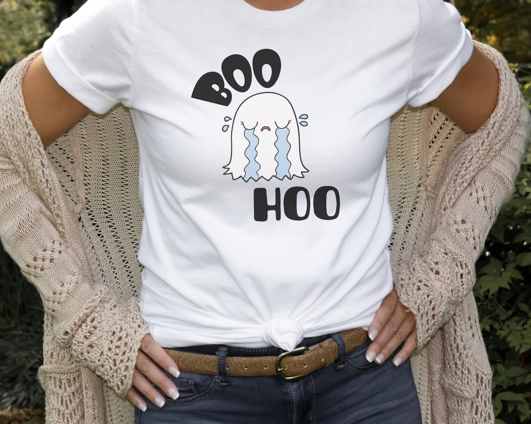 Boo Hoo Crying Ghost Shirt: Retro Halloween Pun Tee - Etsy