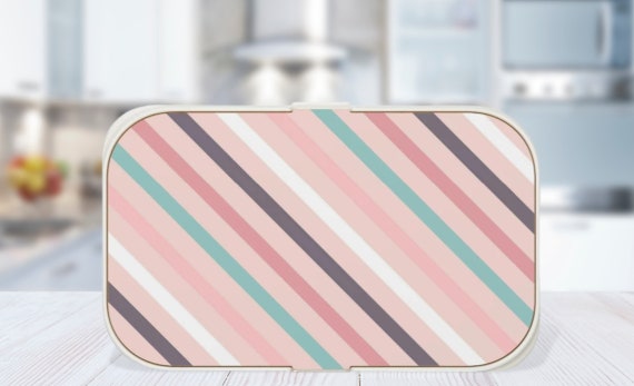 Pink Sptriped Bento Lunch Box Geometric Striped Lunchbox - Etsy