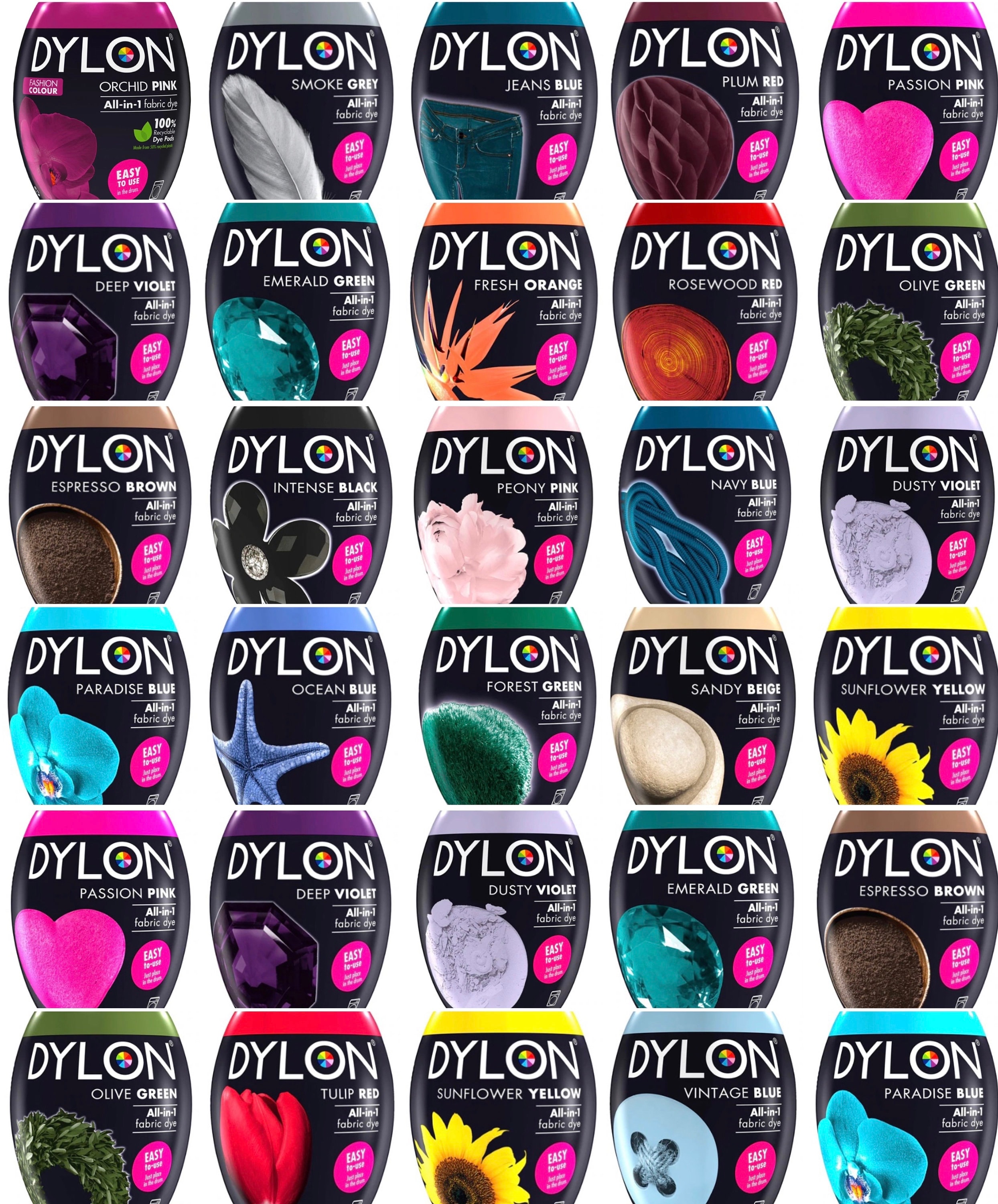 Dylon Machine Dye Pods - 350g - for Clothing/soft Furnishings/fabric ...