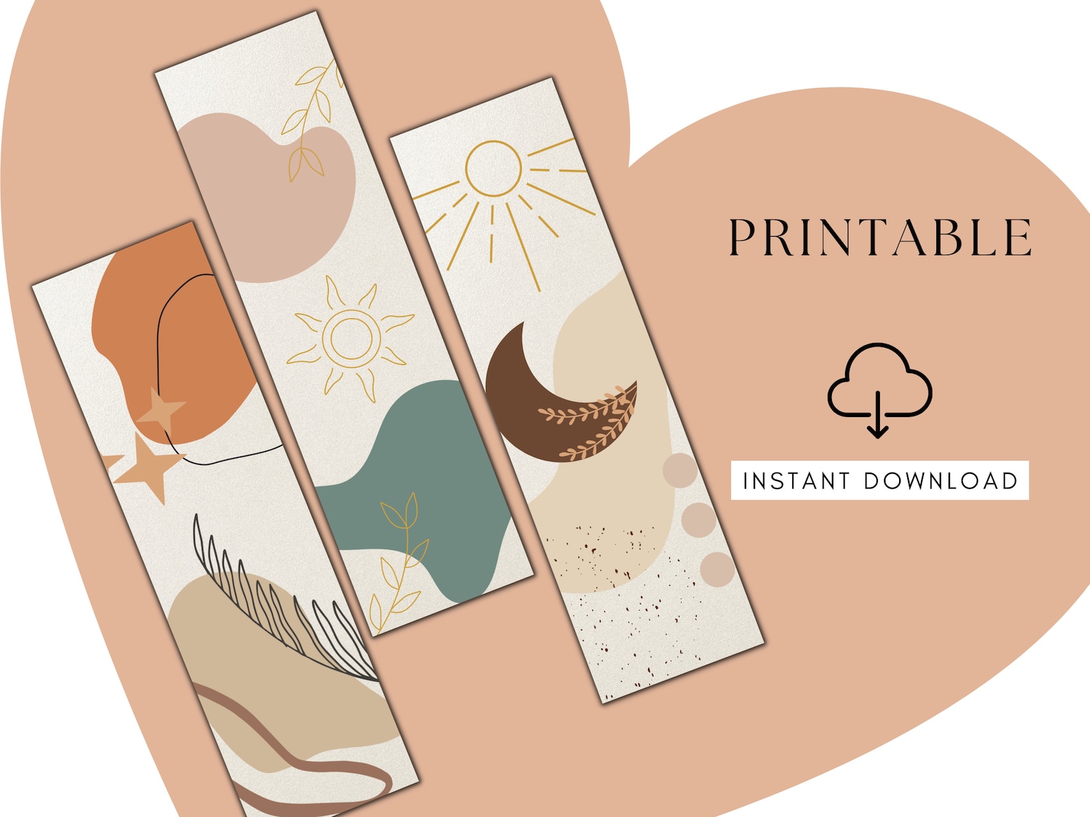 Digital Bookmark, Boho Theme Bookmark, Printable Bookmark, Baby ...