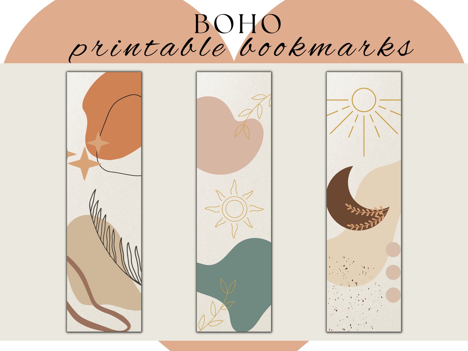 Digital Bookmark, Boho Theme Bookmark, Printable Bookmark, Baby ...